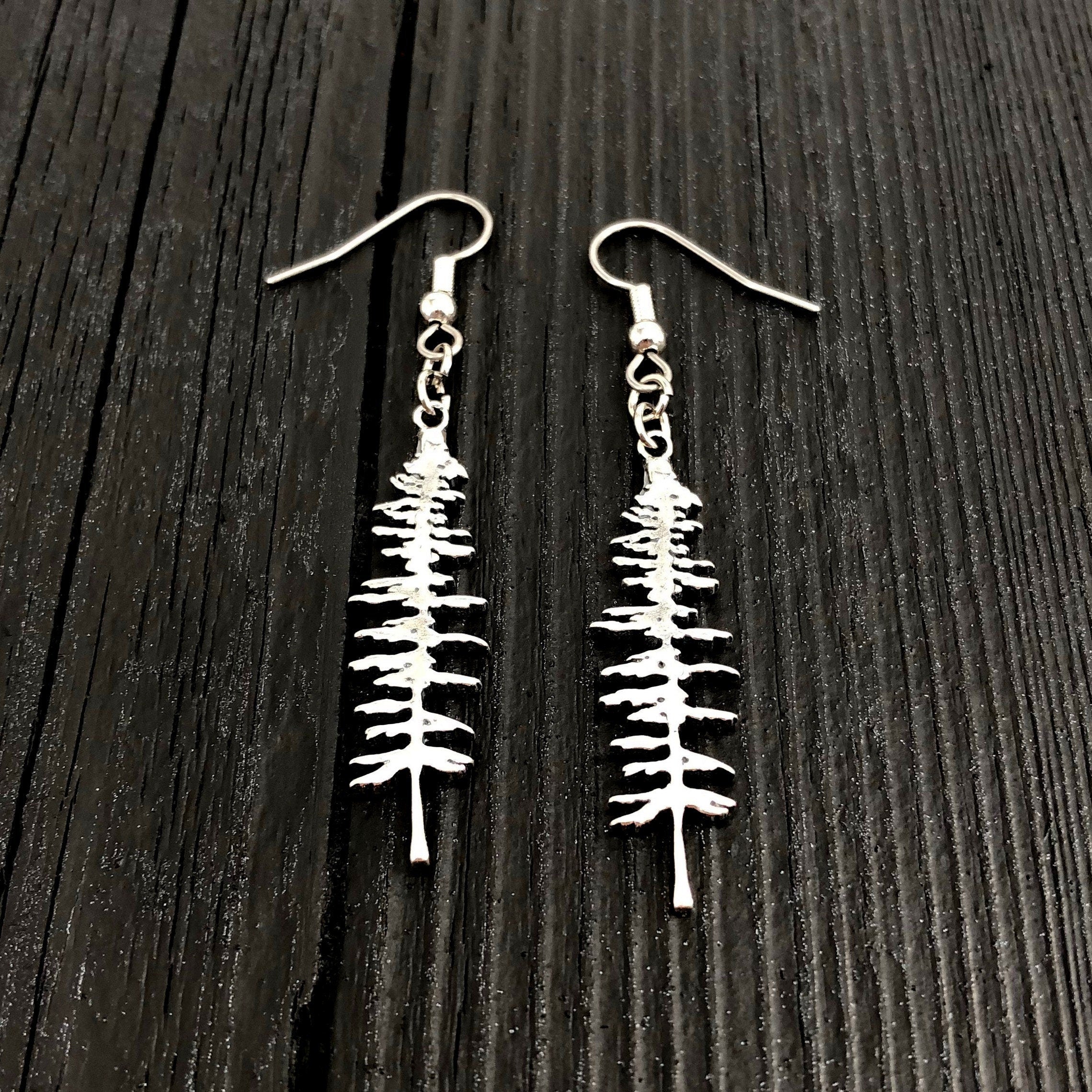 Sterling Silver Tree Earrings – Hand Cast Spruce Silhouette in 925 ...